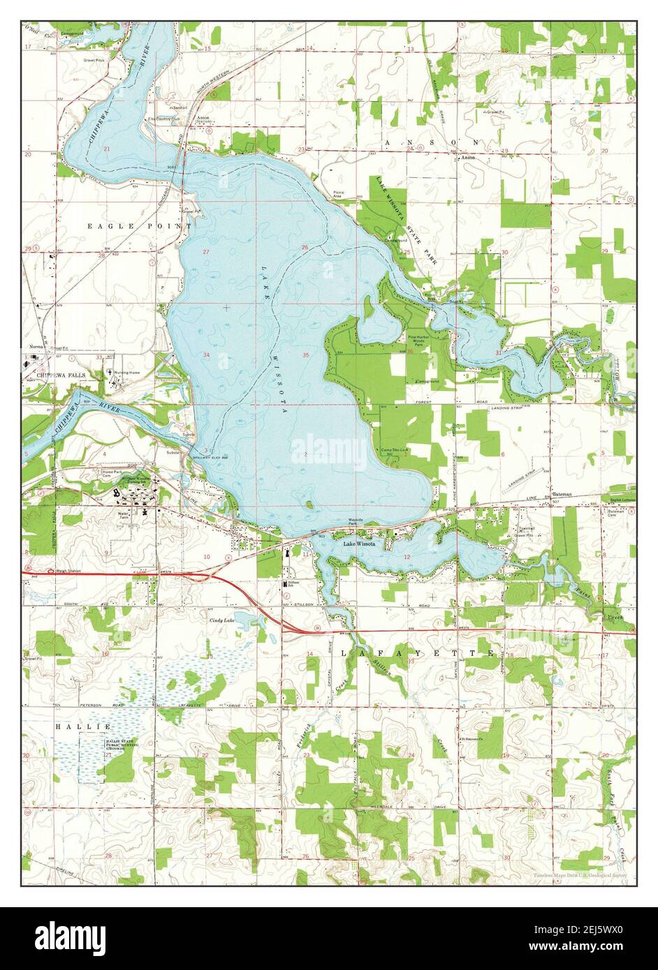 Lake Wissota, Wisconsin, map 1972, 1:24000, United States of America by ...