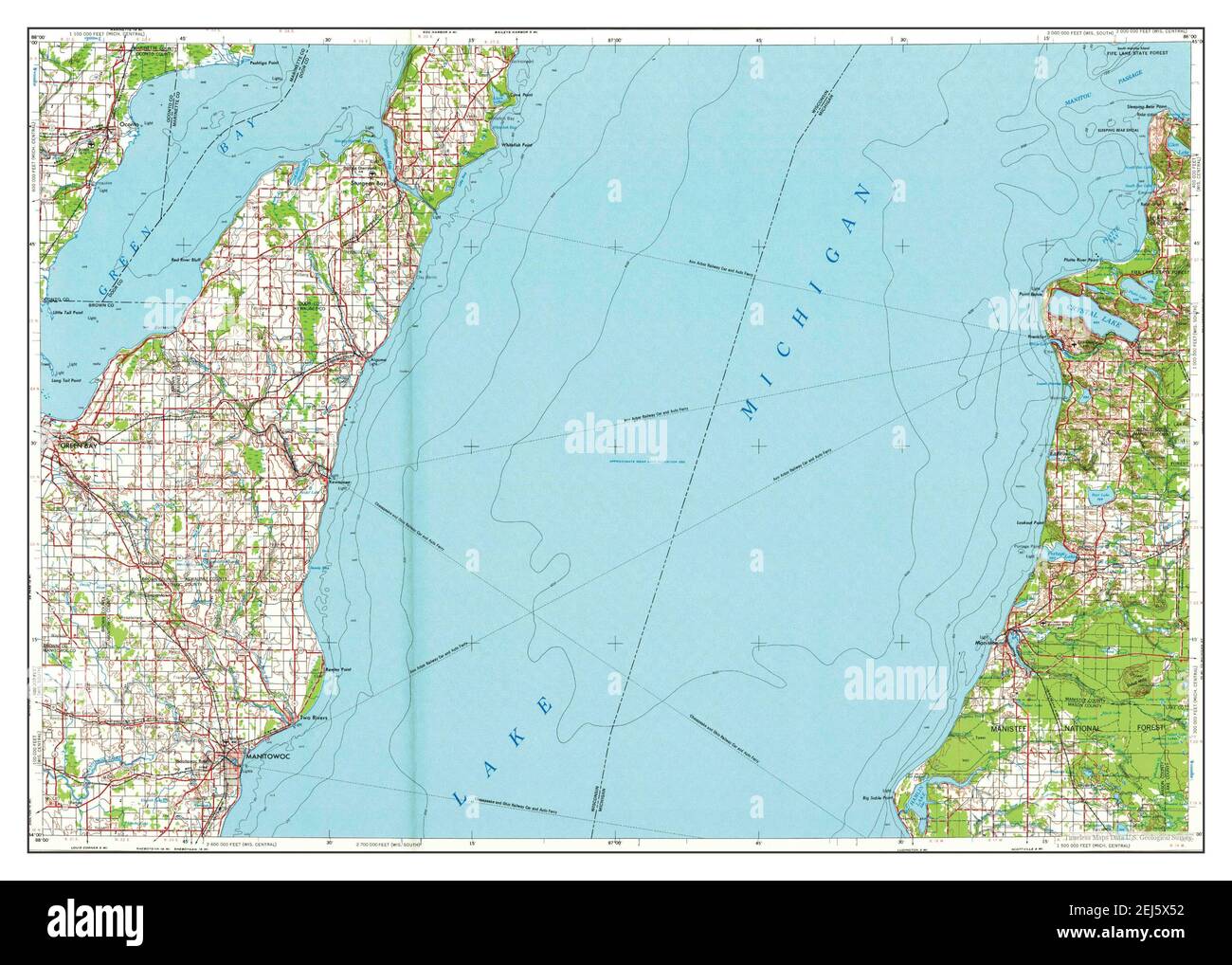 Manitowoc, Wisconsin, map 1954, 1:250000, United States of America by ...