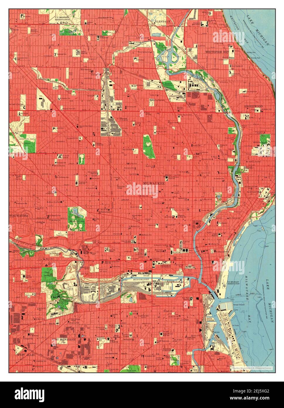 Milwaukee, Wisconsin, map 1958, 1:24000, United States of America by ...