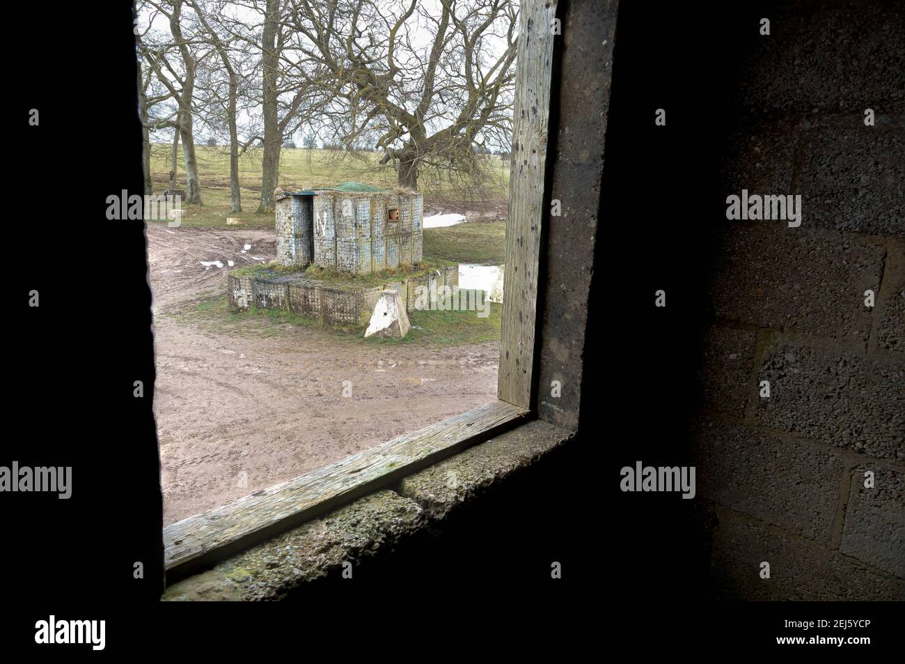 view from a British Army soldier training building of empty and ...