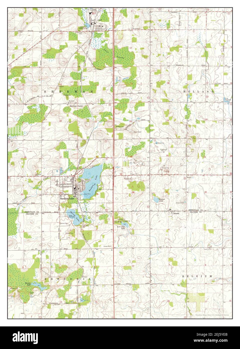 Random Lake, Wisconsin, map 1974, 1:24000, United States of America by ...