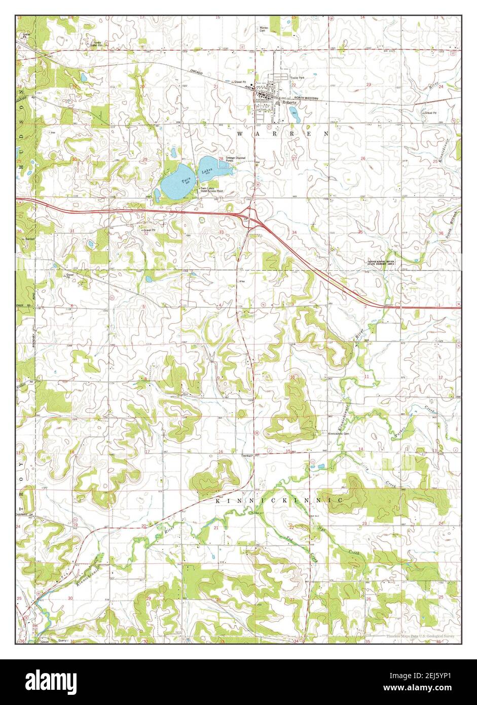 Roberts, Wisconsin, map 1974, 1:24000, United States of America by ...