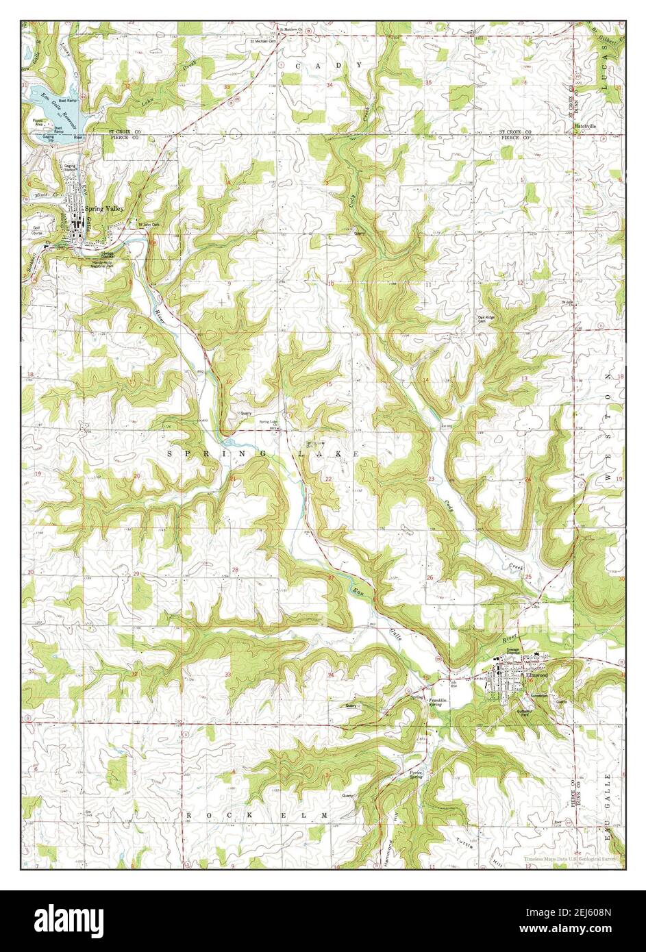 Spring Valley, Wisconsin, map 1974, 1:24000, United States of America ...