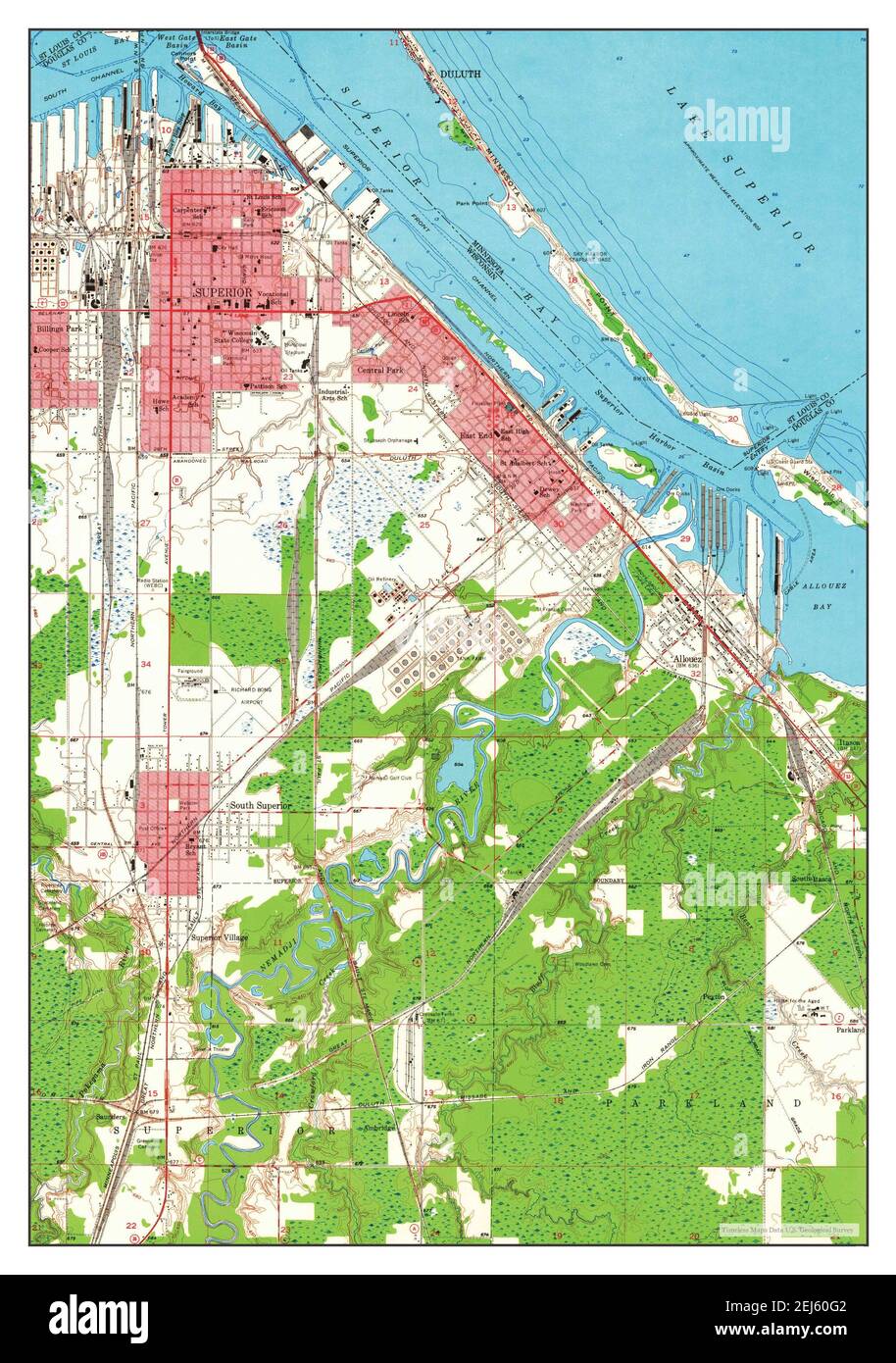 Superior, Wisconsin, map 1954, 1:24000, United States of America by ...