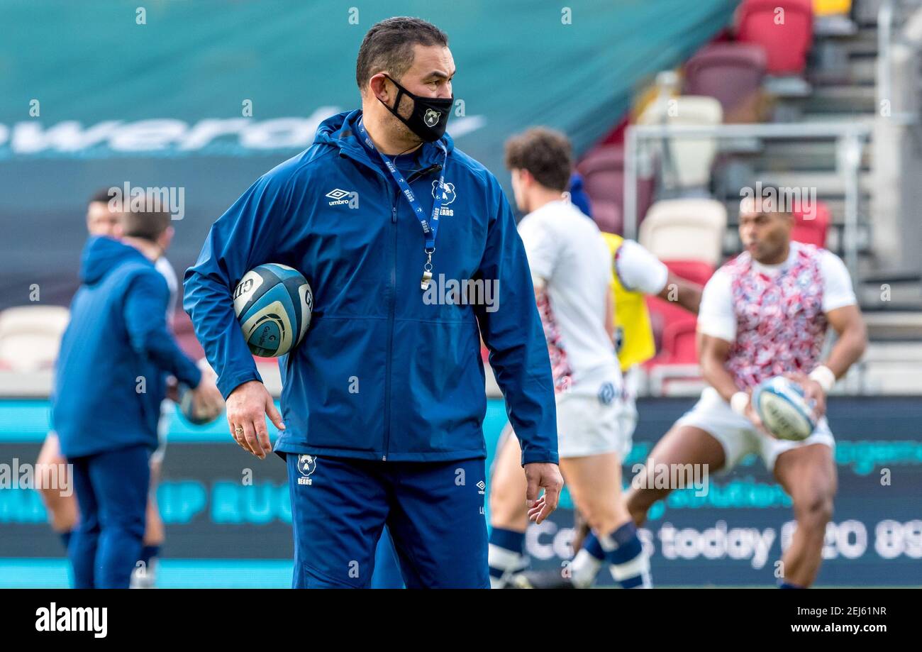 London, UK. 21st Feb, 2021. Pat Lam Director of Rugby Bristol Bears ...