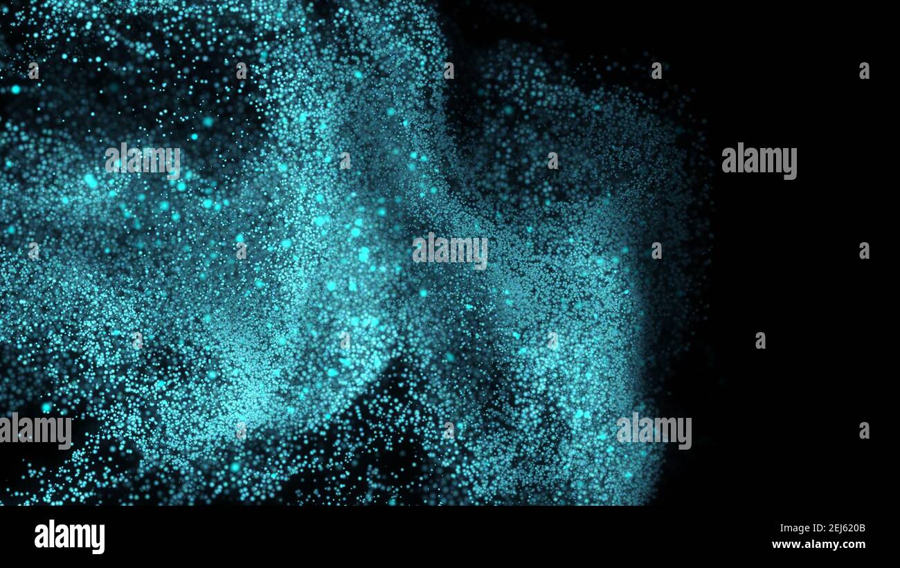 Shiny blue particles imitating smoke physics Stock Photo - Alamy