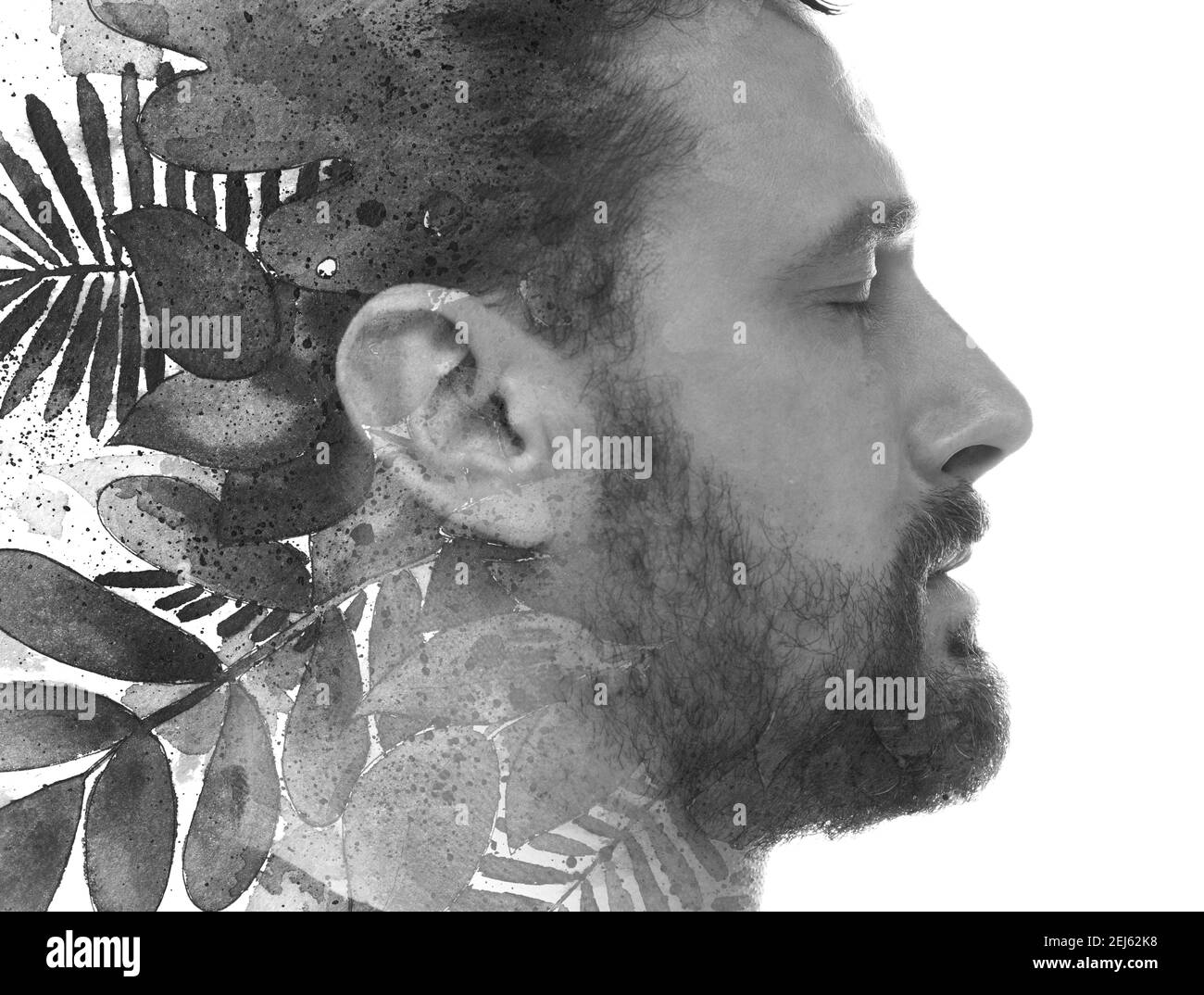 An artistic profile portrait of a man in melancholy Stock Photo - Alamy