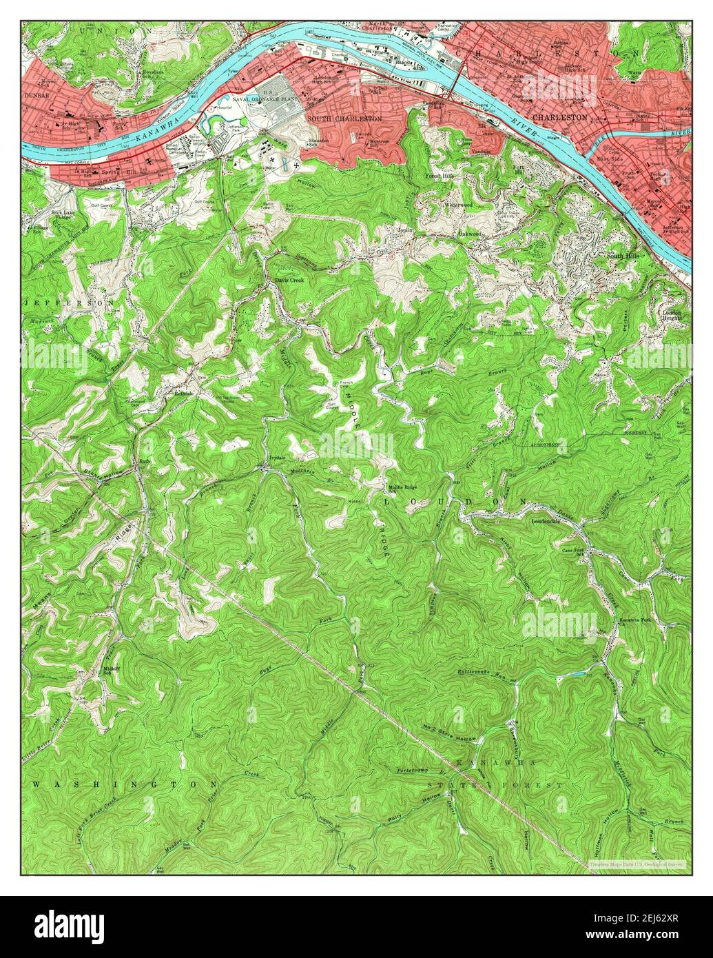 Charleston West, West Virginia, map 1958, 1:24000, United States of ...