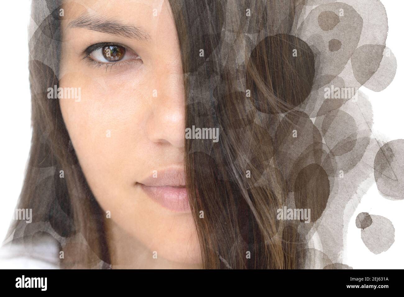 A portrait with abstract digital illustration Stock Photo - Alamy