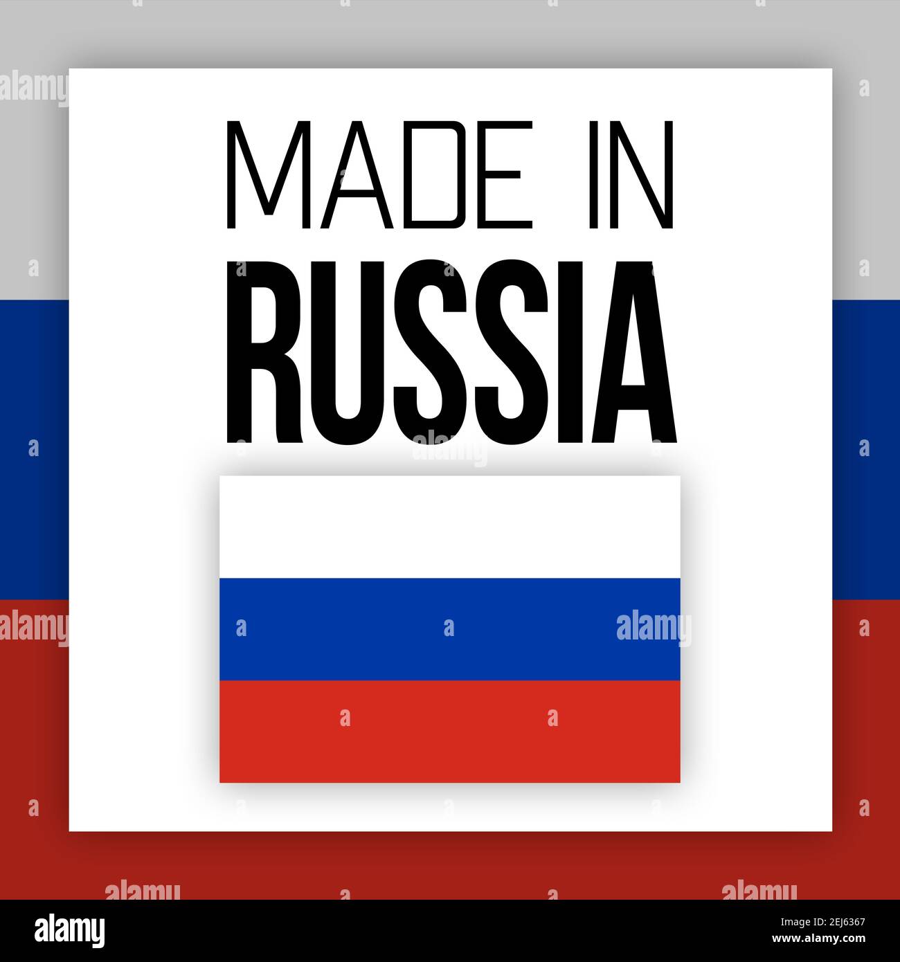 Made in Russia label, illustration with national flag Stock Photo - Alamy