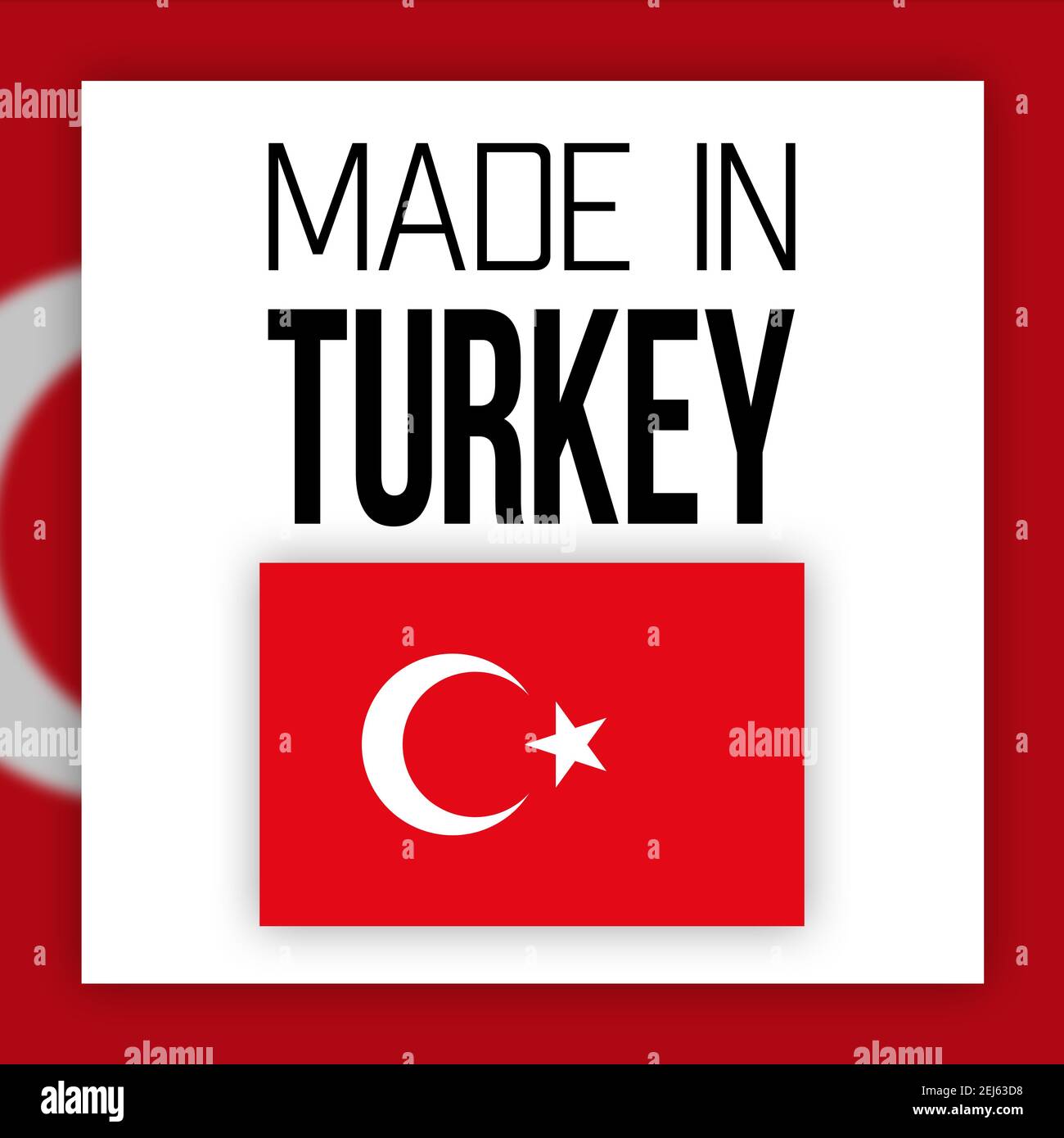 Made in Turkey label, illustration with national flag Stock Photo - Alamy