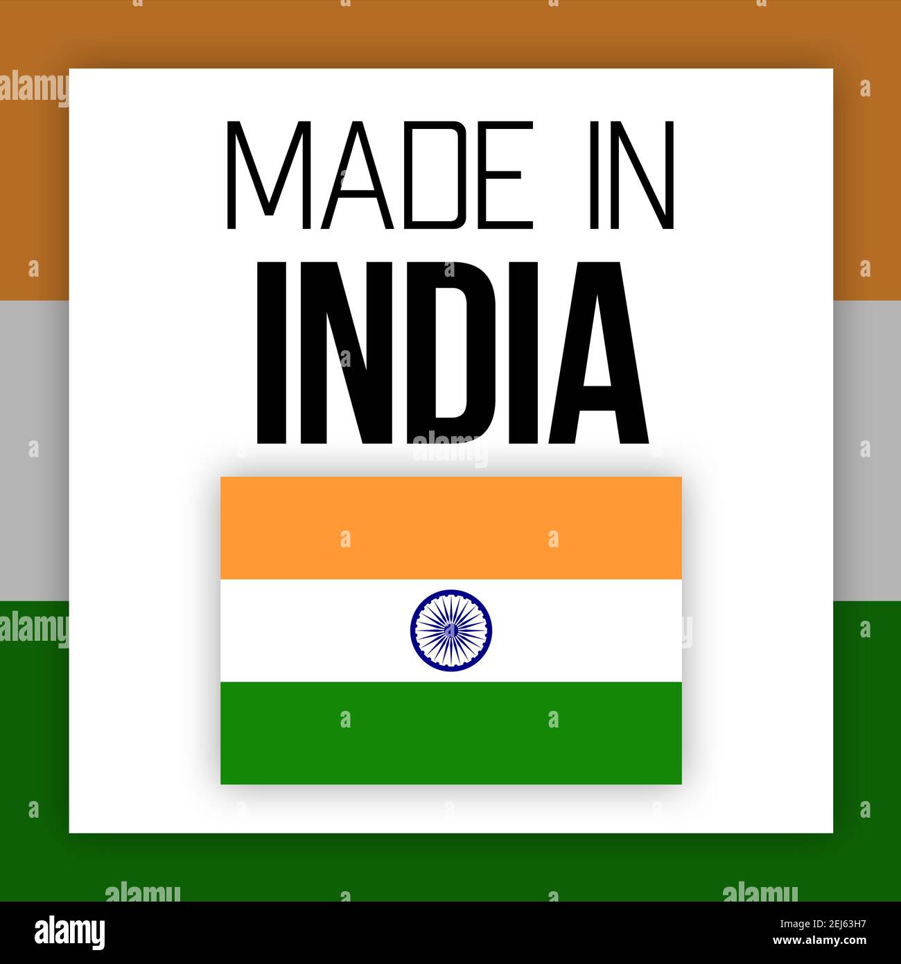 Made in India label, illustration with national flag Stock Photo - Alamy