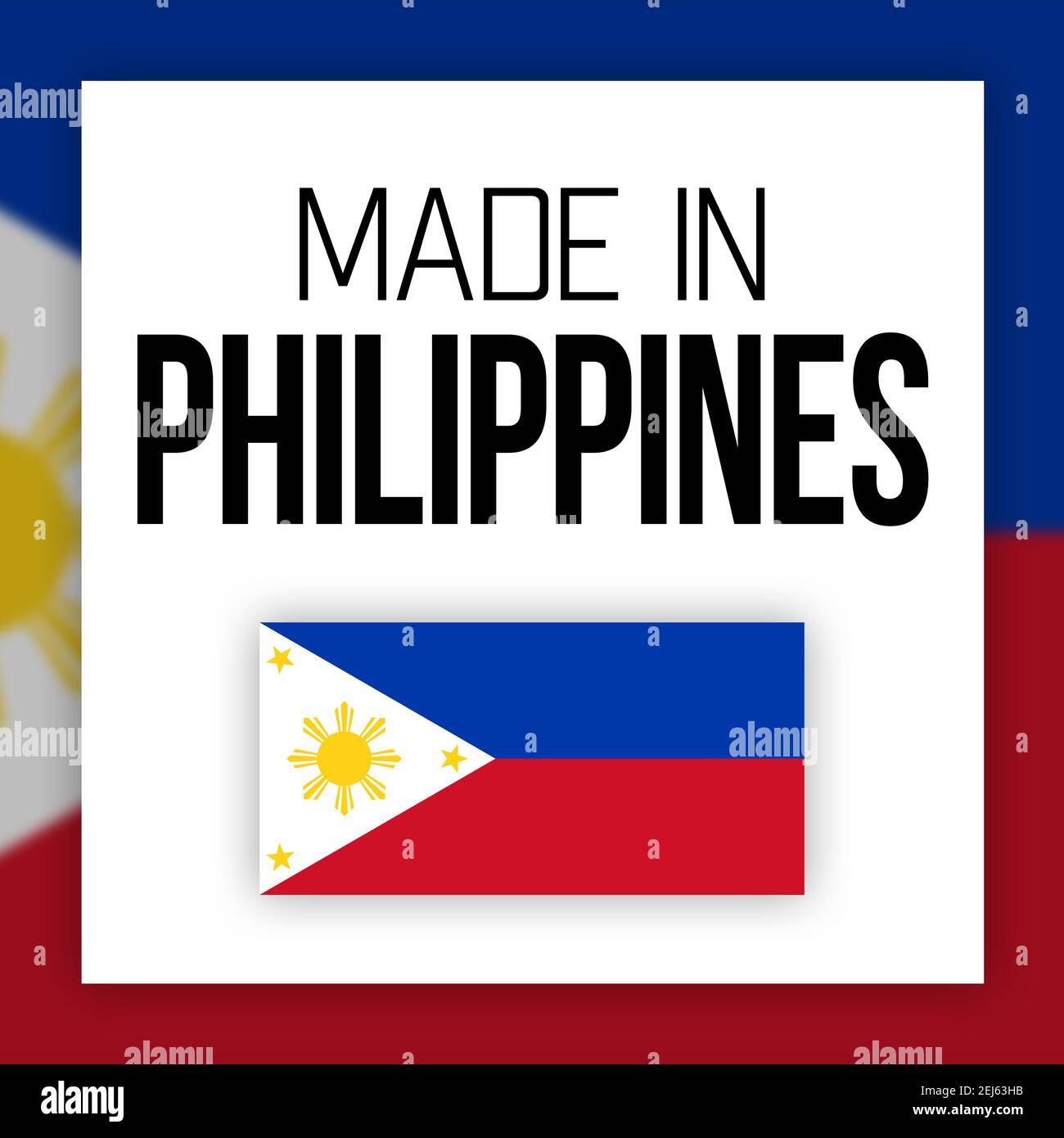 Made in Philippines label, illustration with national flag Stock Photo ...