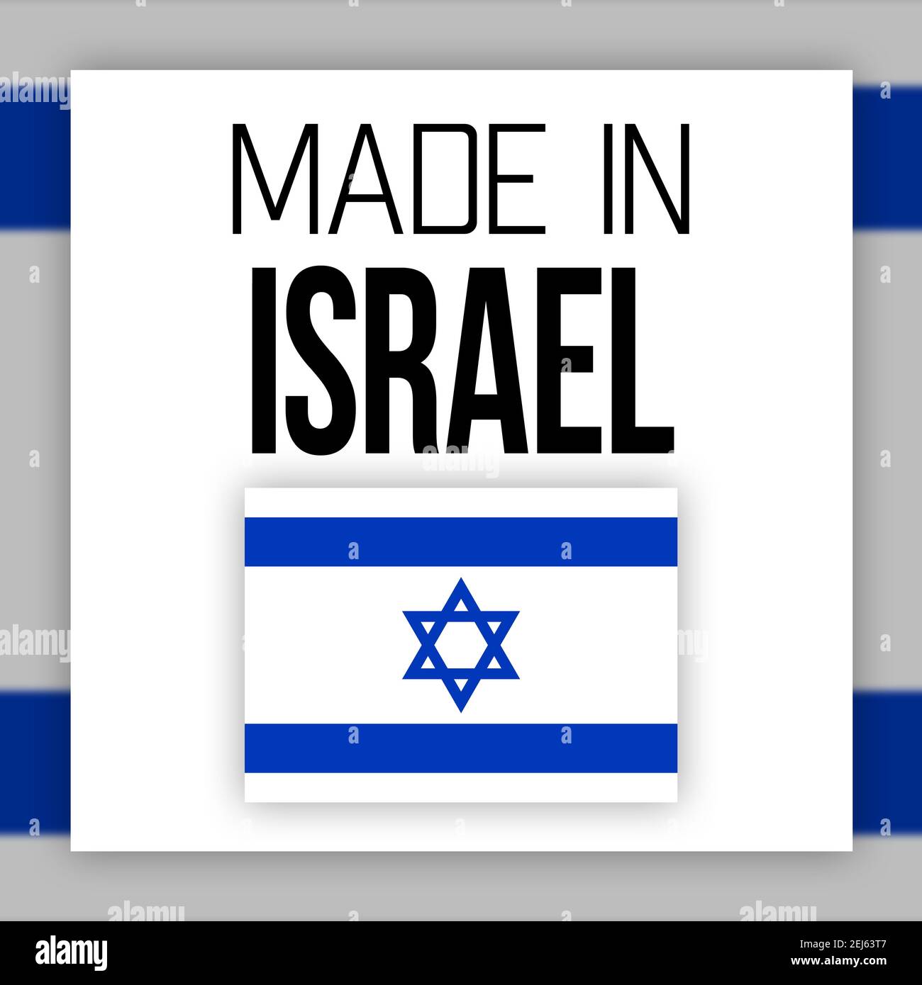 Made in Israel label, illustration with national flag Stock Photo - Alamy