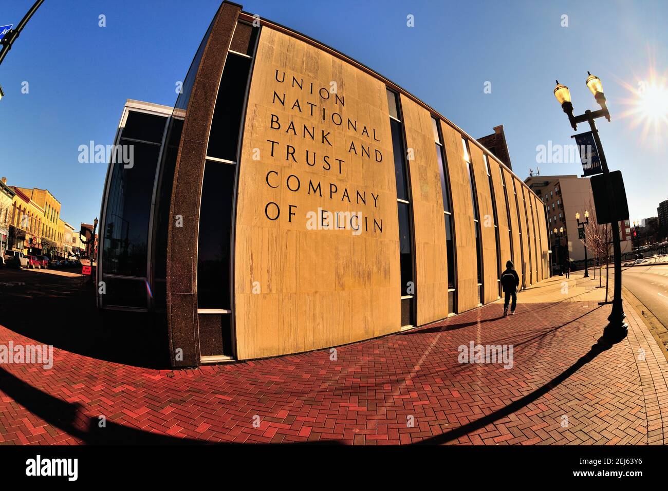 Elgin, Illinois, USA. Nearly deserted streets in a city's downtown ...
