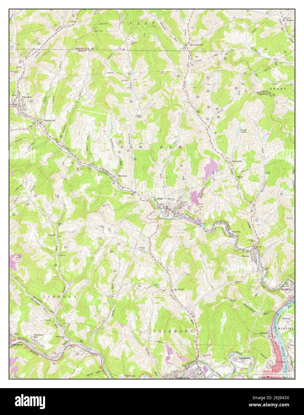 Grant Town, West Virginia, map 1960, 1:24000, United States of America ...