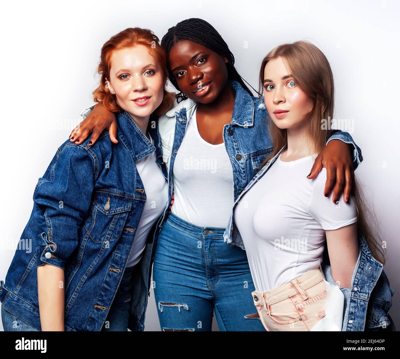 diverse multi nation girls group, teenage friends company cheerful ...