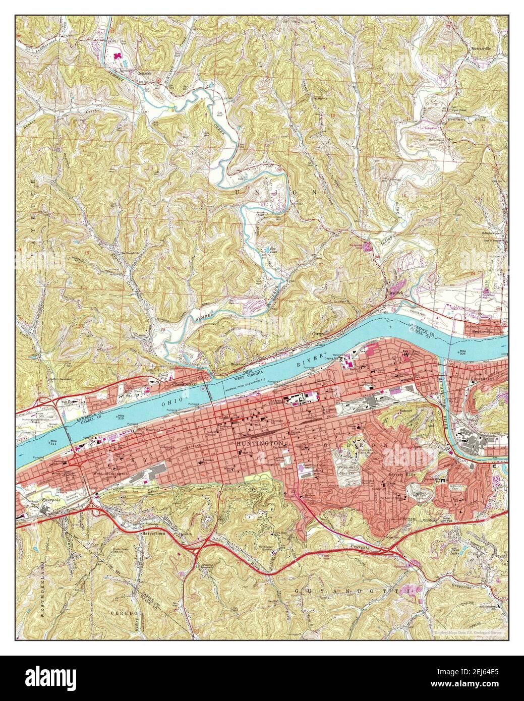 Huntington west virginia map hi-res stock photography and images - Alamy