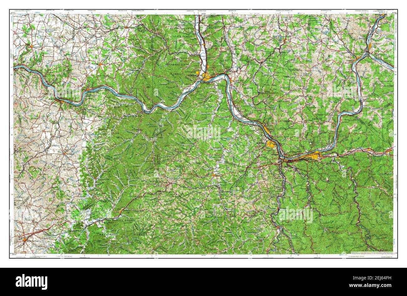 Huntington, West Virginia, map 1957, 1:250000, United States of America ...