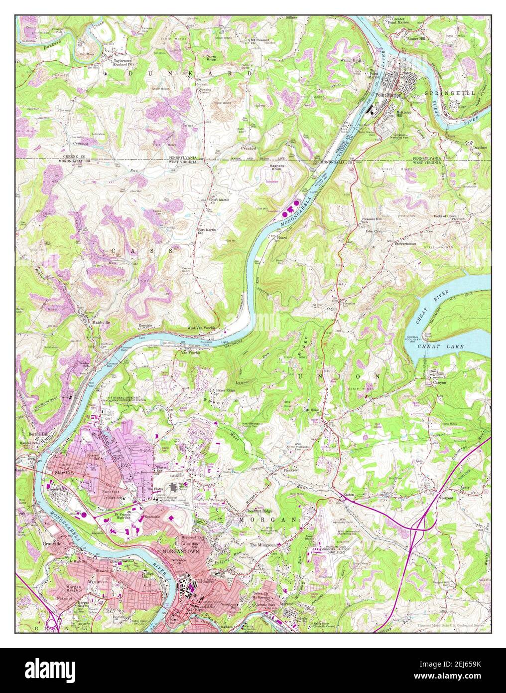 Map of morgantown virginia hi-res stock photography and images - Alamy