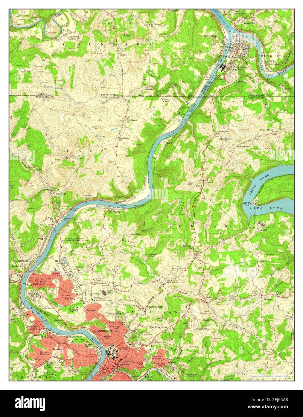 Map of morgantown virginia hi-res stock photography and images - Alamy