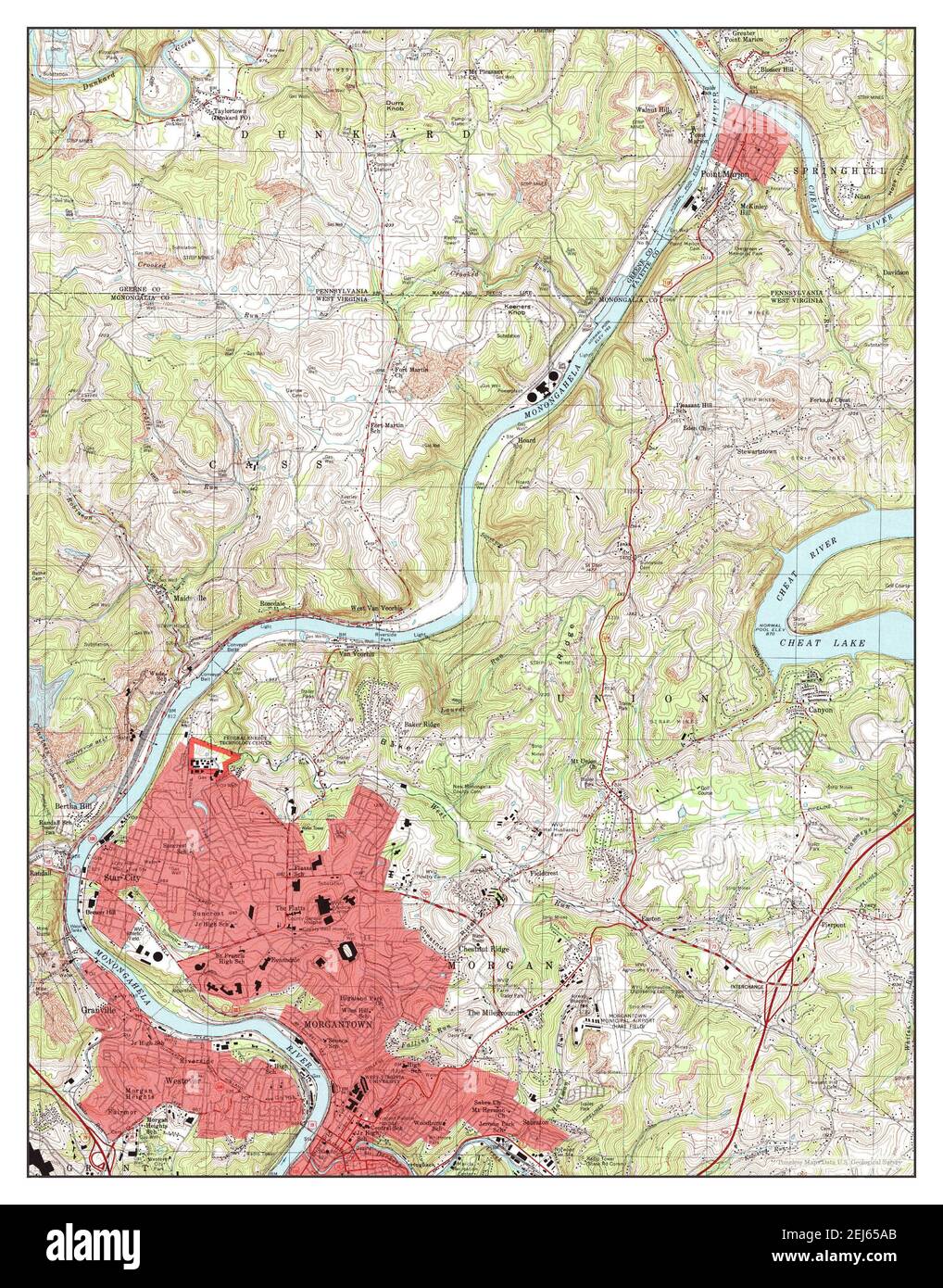 Map of morgantown virginia hi-res stock photography and images - Alamy