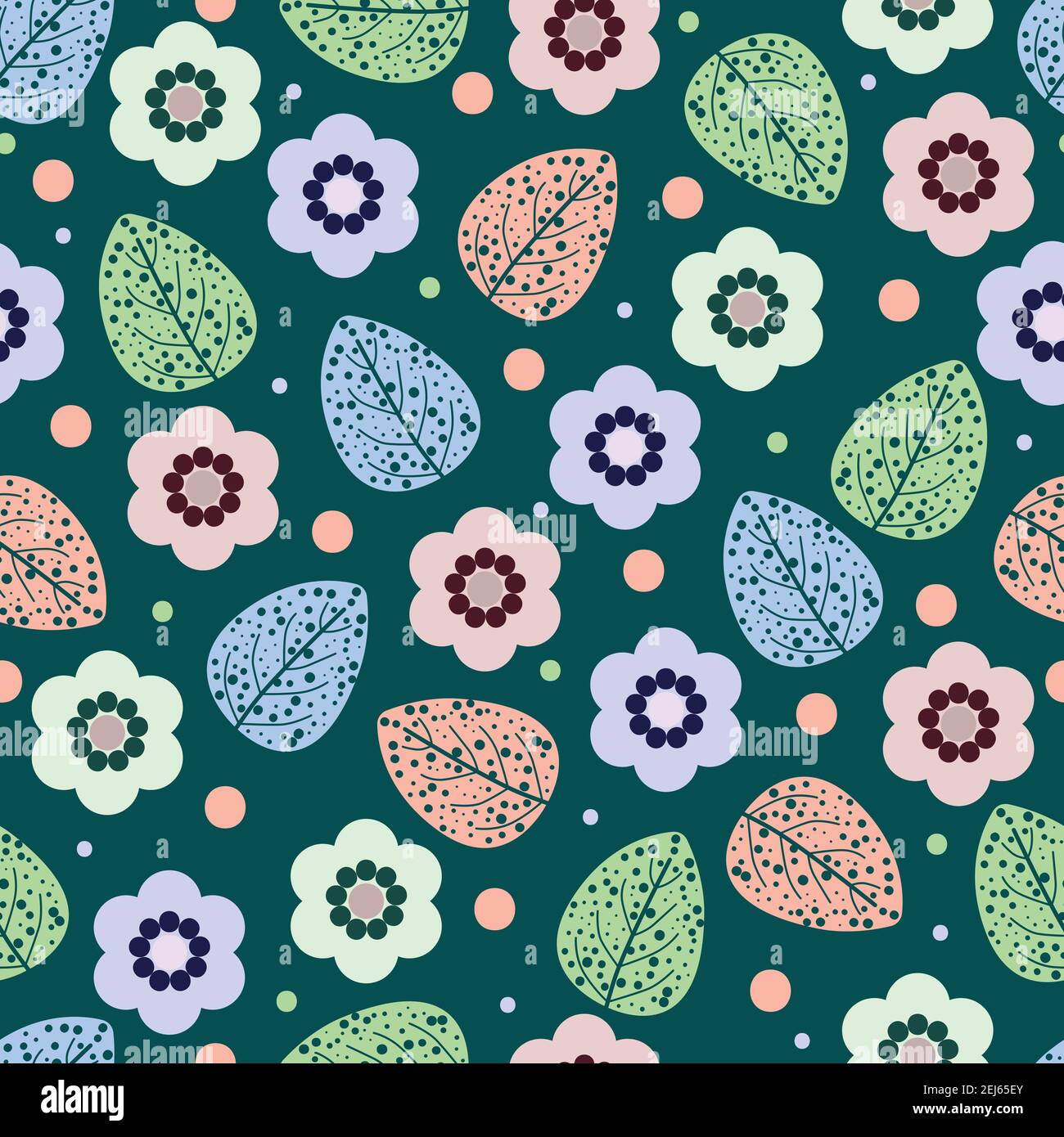 Geometric floral pattern on dark green background Stock Vector Image ...