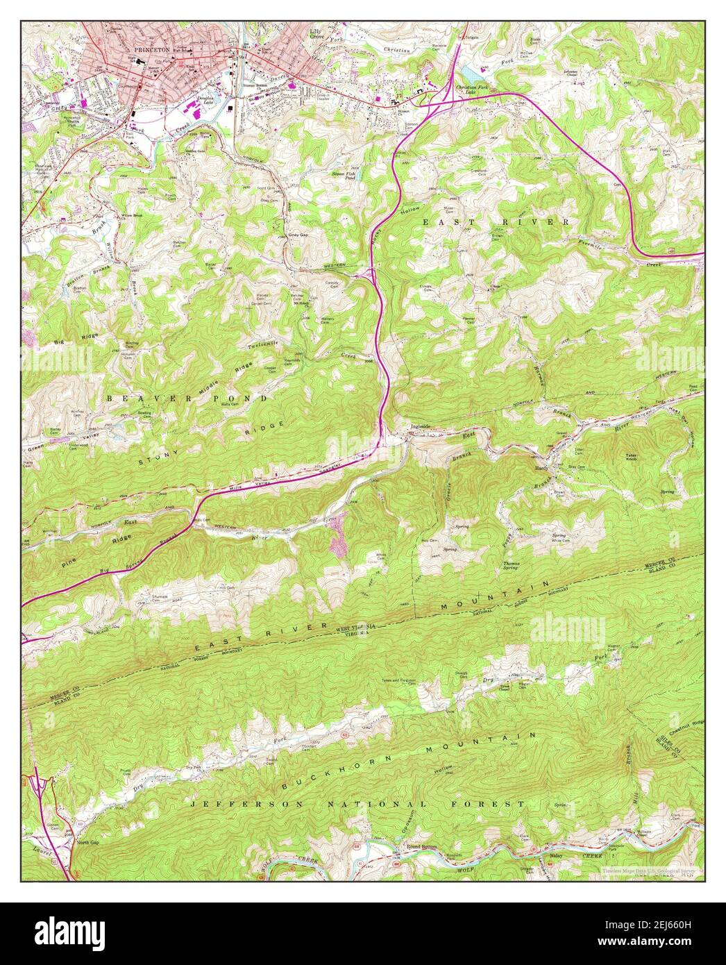 Princeton west virginia map hi-res stock photography and images - Alamy