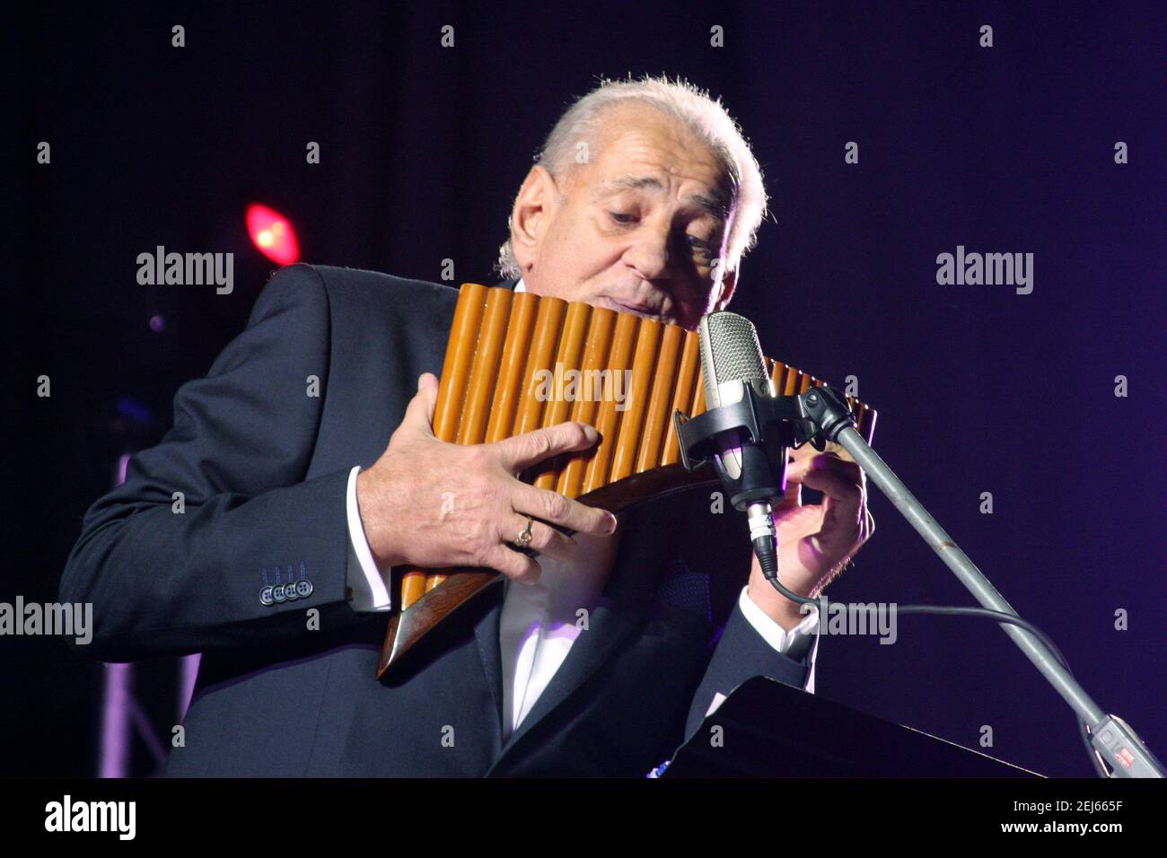 The famous Romanian musician Gheorghe Zamfir during a recital, 2013 ...