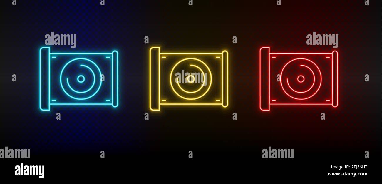 Neon icon set Audio cd. Set of red, blue, yellow neon vector icon Stock ...