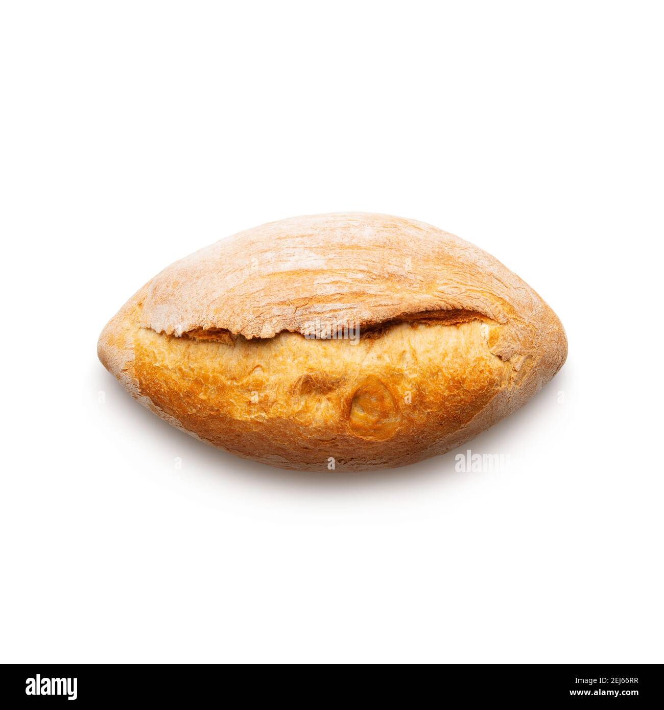 Round baked bread with brans isolated on white background. Top view ...