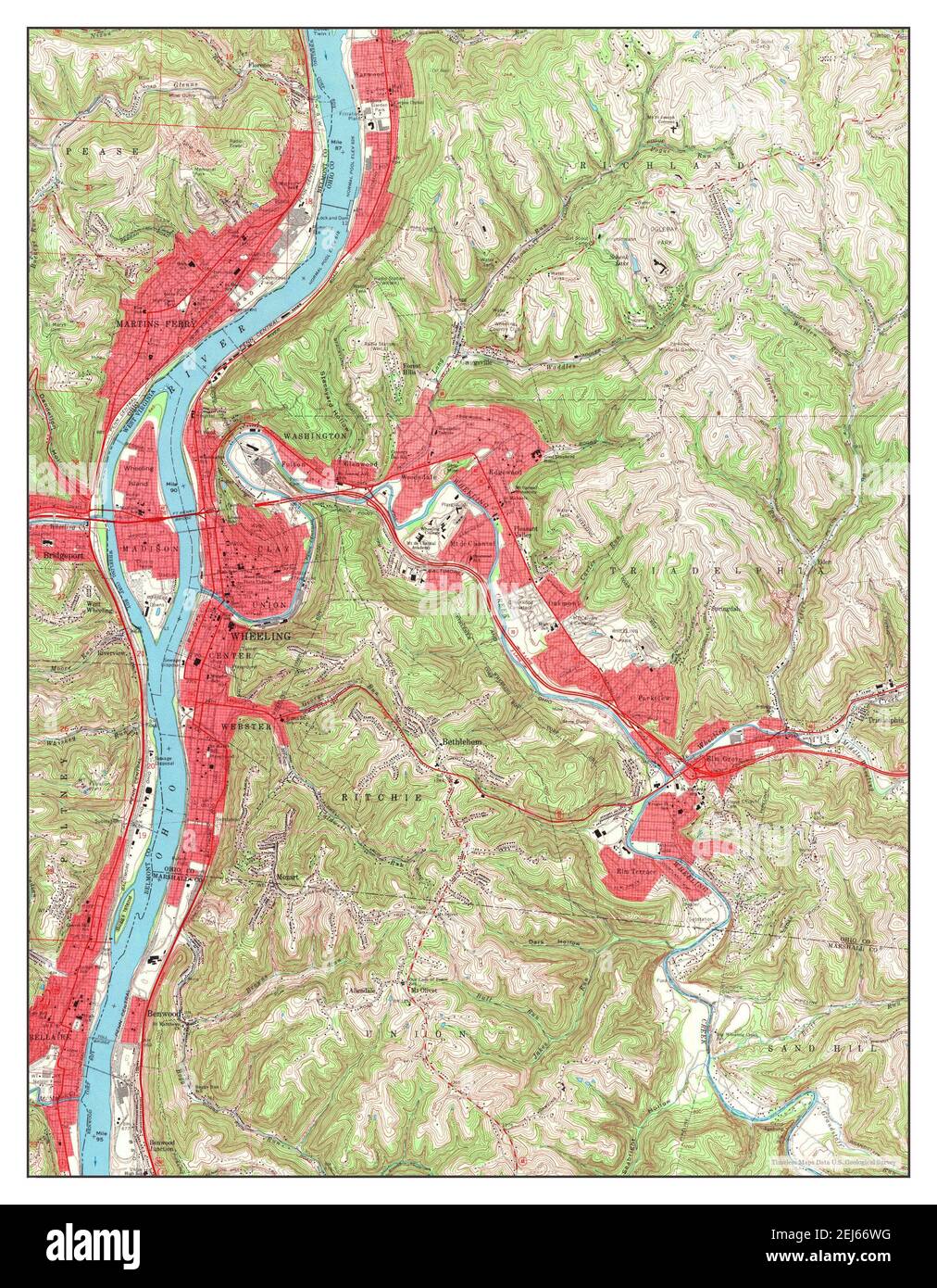Wheeling, West Virginia, map 1968, 1:24000, United States of America by ...