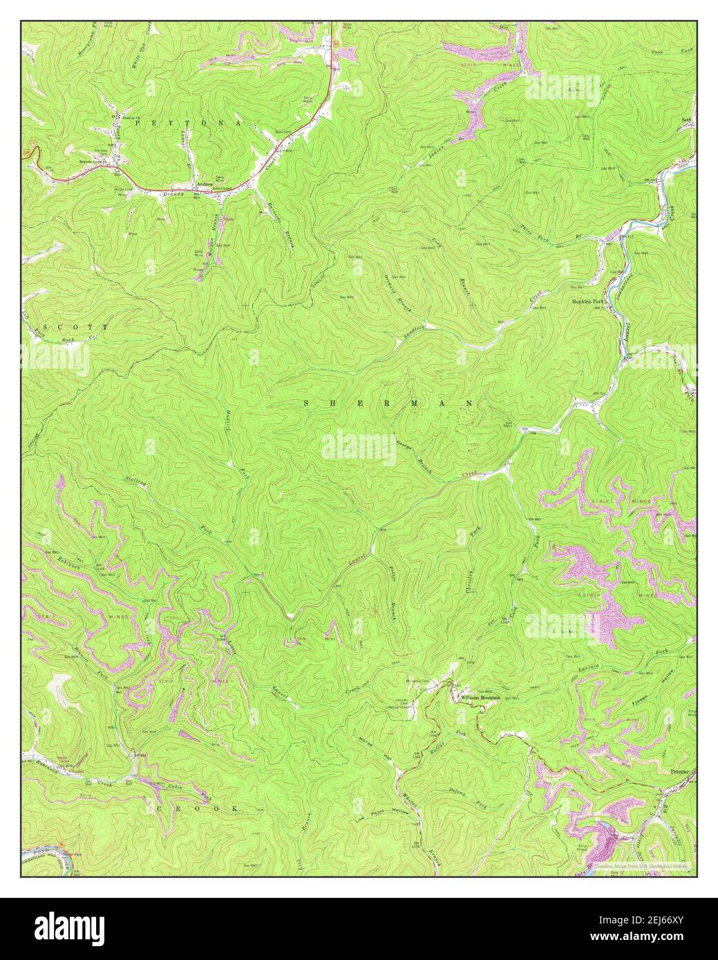 Williams Mountain, West Virginia, map 1965, 1:24000, United States of ...