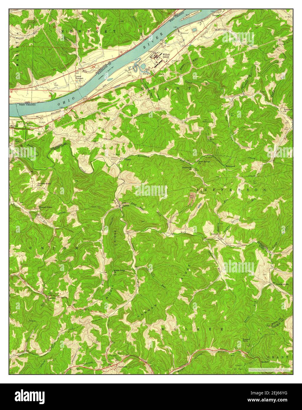 Willow Island, West Virginia, map 1957, 1:24000, United States of ...