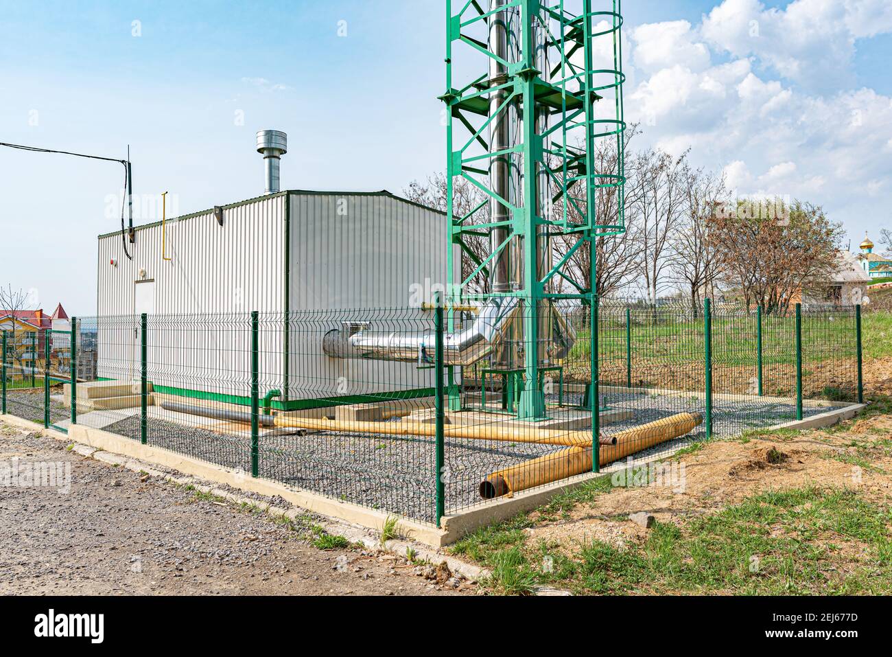 The building and the pipe of the external boiler room for heating Stock ...