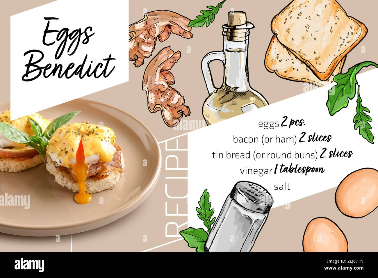 Recipe of tasty egg Benedict Stock Photo - Alamy