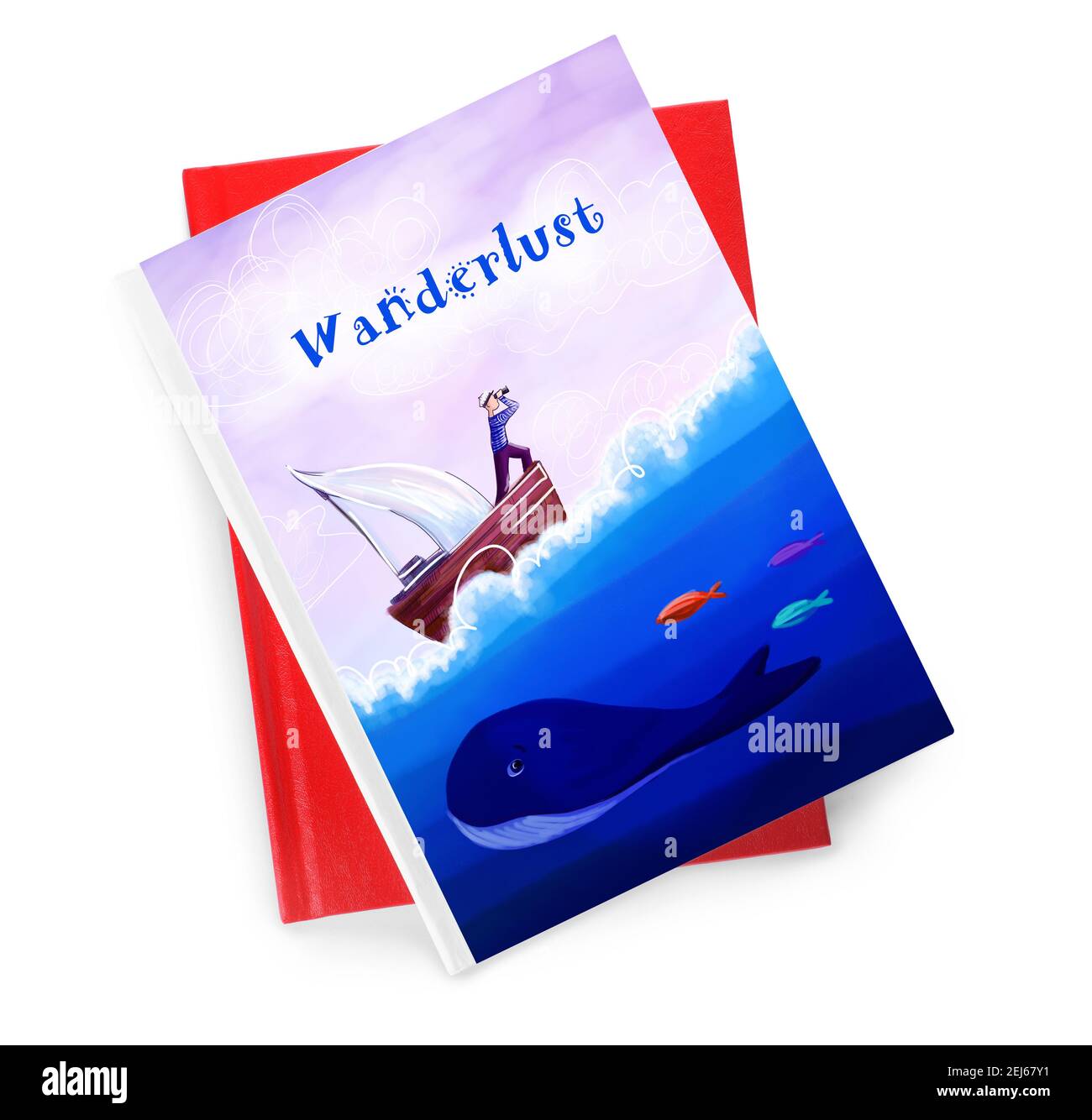 Mockup of cover for adventure book on white background Stock Photo - Alamy