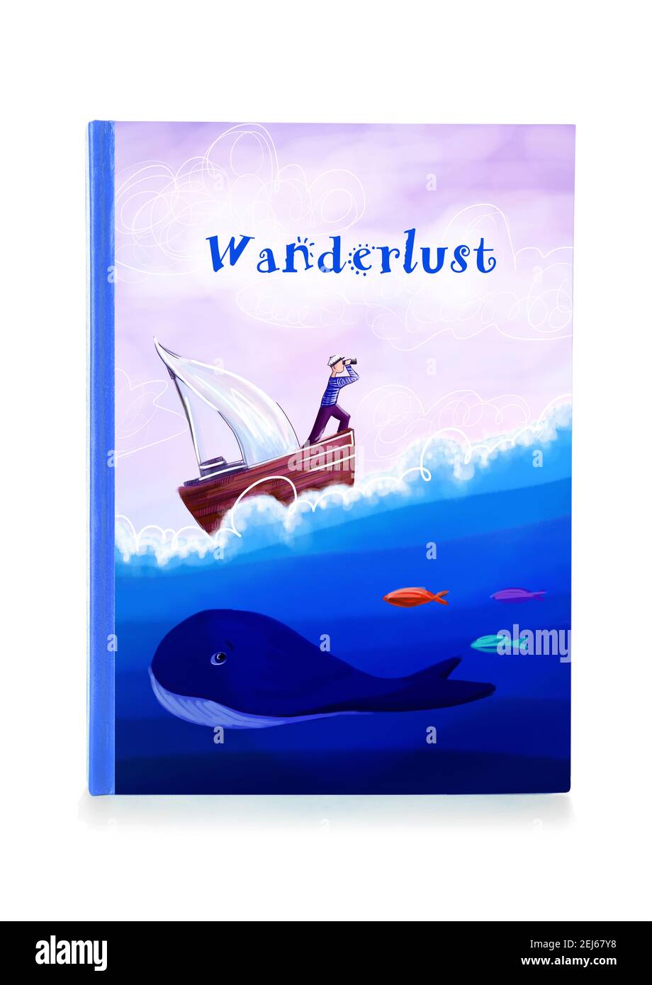 Mockup of cover for adventure book on white background Stock Photo - Alamy