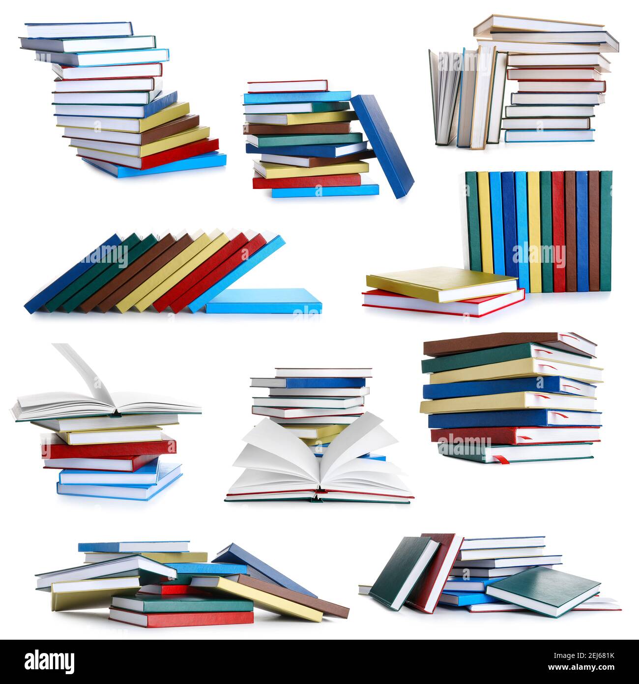 Collage of different books on white background Stock Photo - Alamy