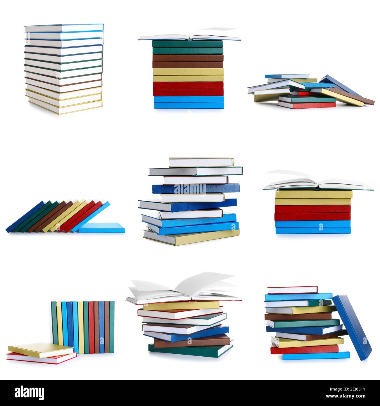 Collage of different books on white background Stock Photo - Alamy