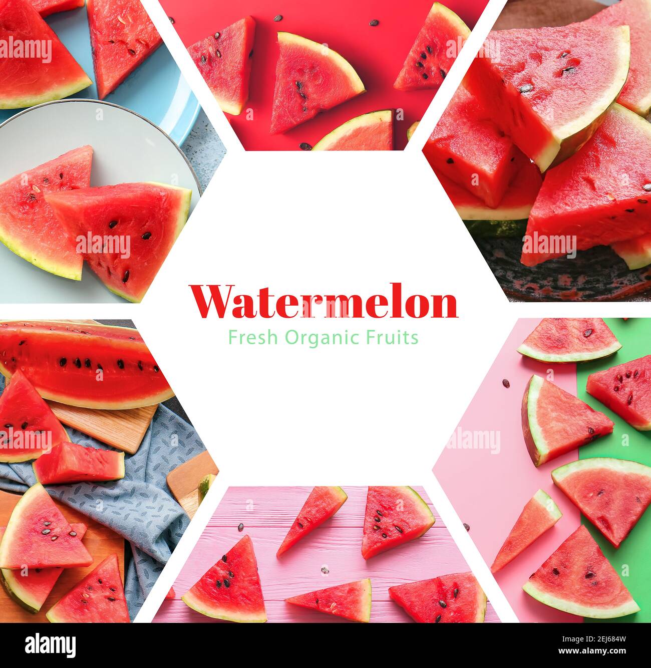 Collage of ripe watermelon slices Stock Photo - Alamy