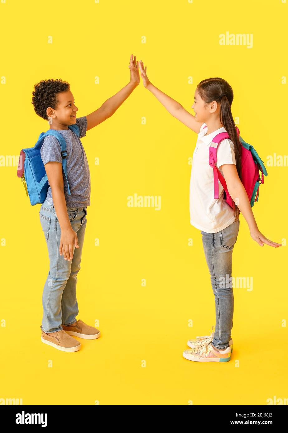 Boy and girl greeting each other hi-res stock photography and images ...