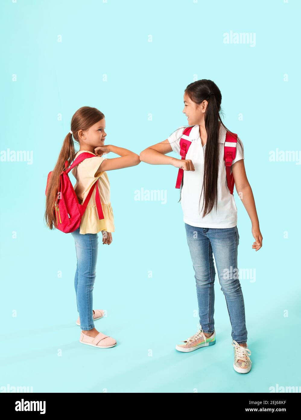 Children greeting each other hi-res stock photography and images - Alamy