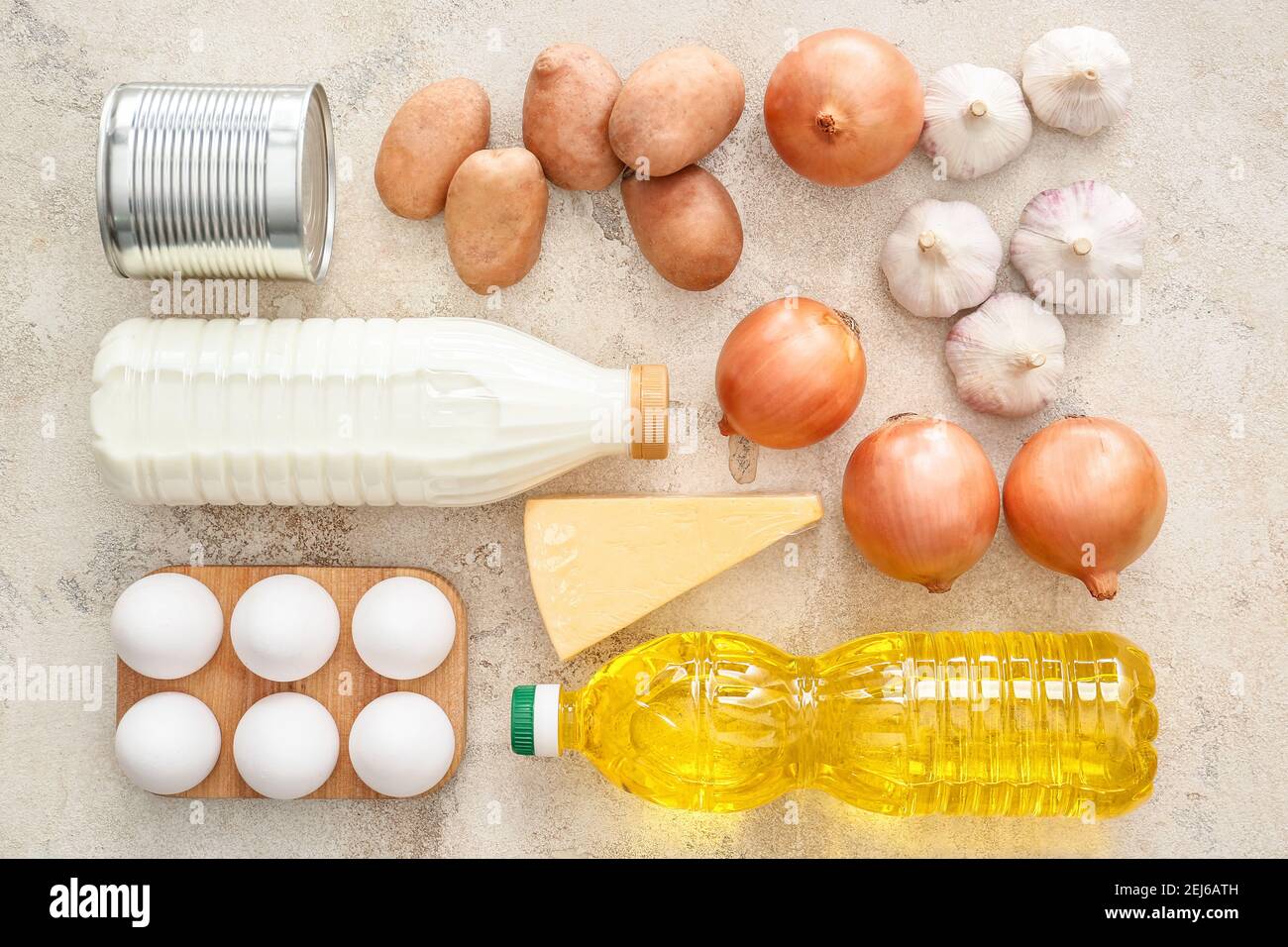 Different products on light background Stock Photo - Alamy