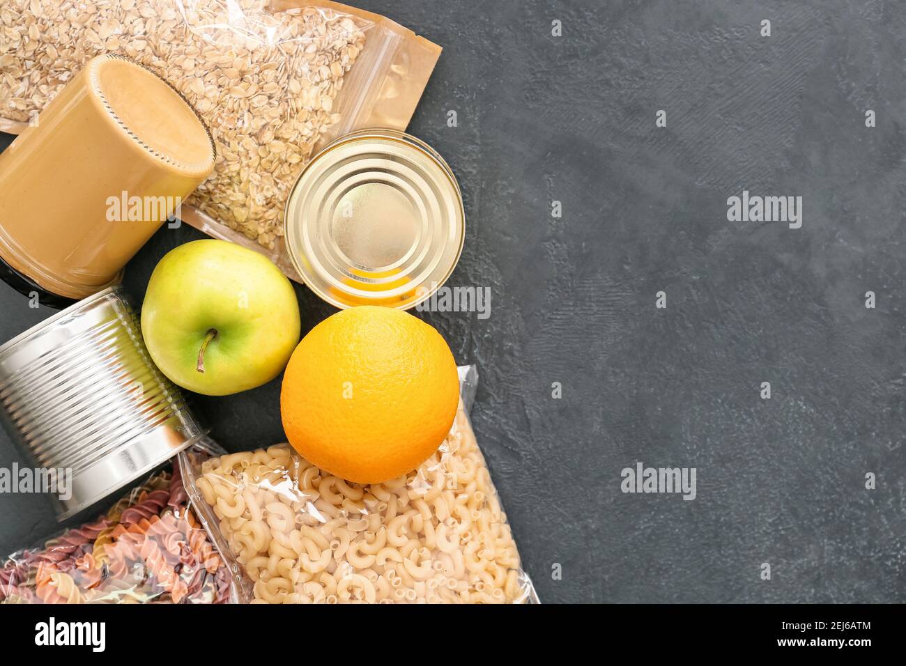 Different products on dark background Stock Photo - Alamy