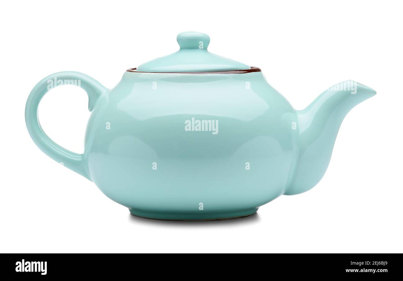 Stylish teapot on white background Stock Photo - Alamy