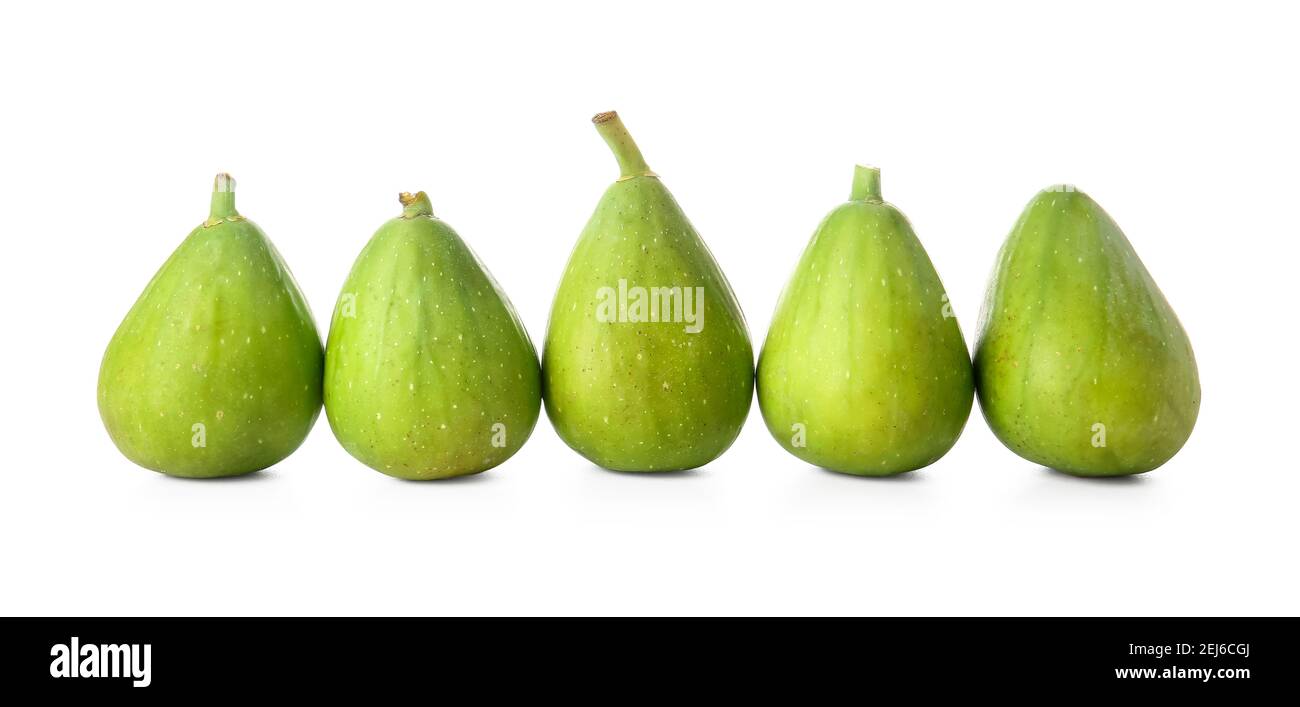 Fresh green figs on white background Stock Photo - Alamy