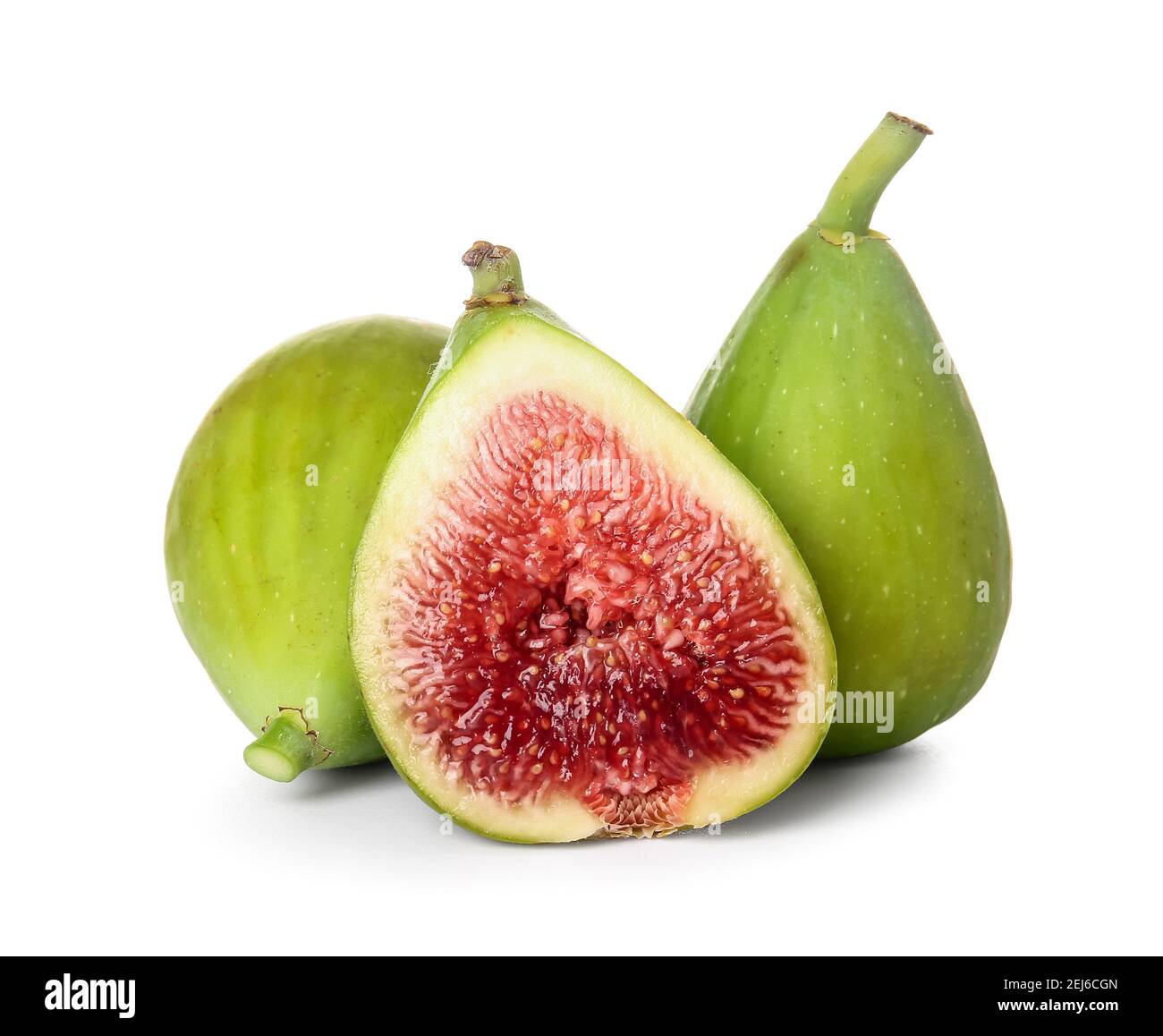 Fresh green figs on white background Stock Photo - Alamy