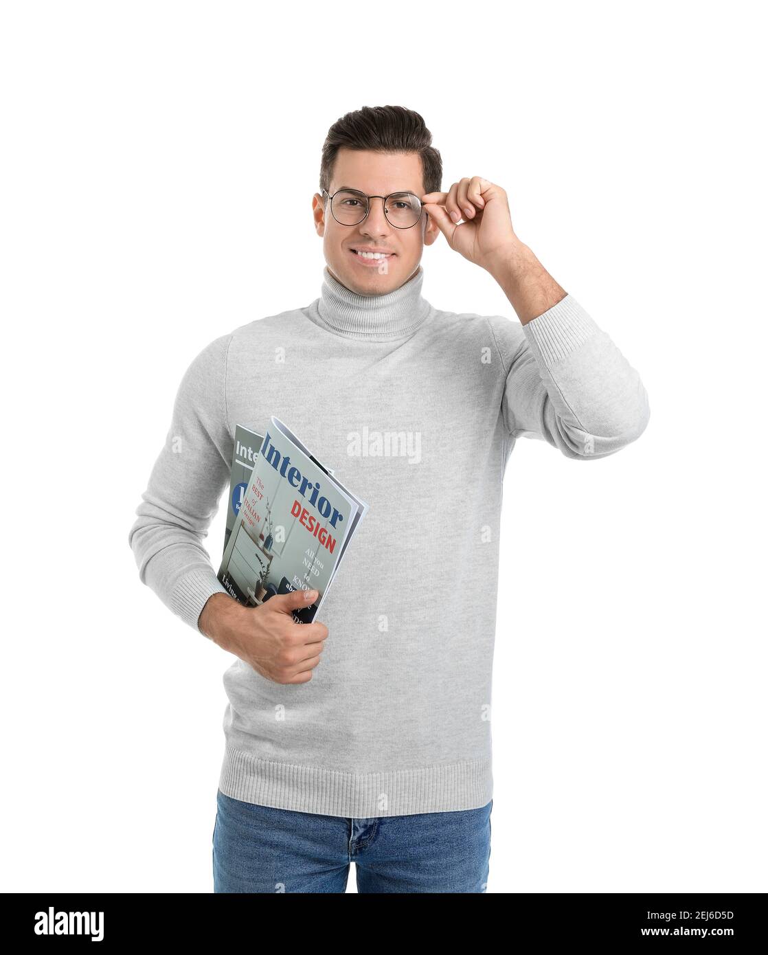 Male interior designer on white background Stock Photo - Alamy