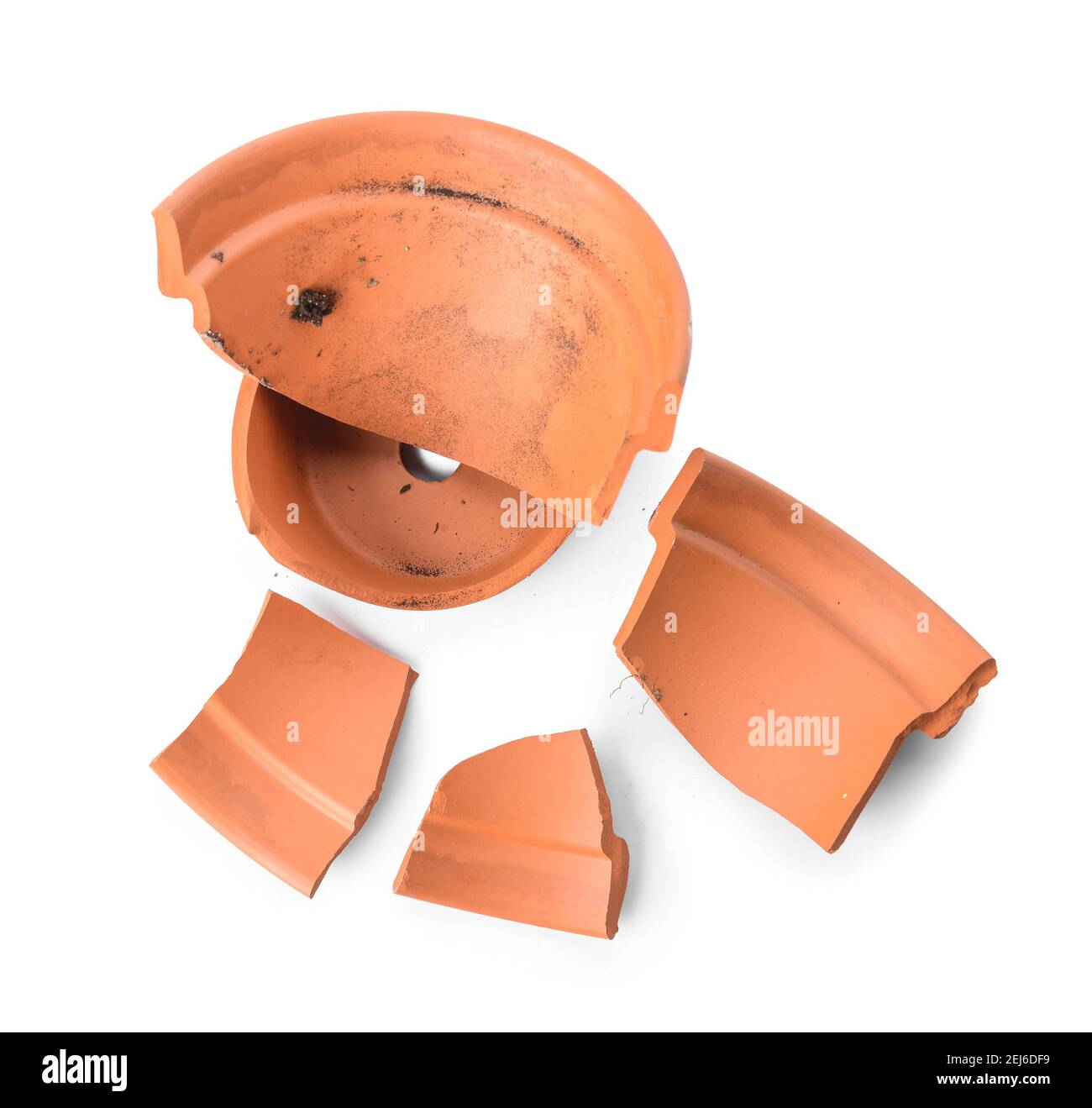 Broken flower pot on white background Stock Photo - Alamy